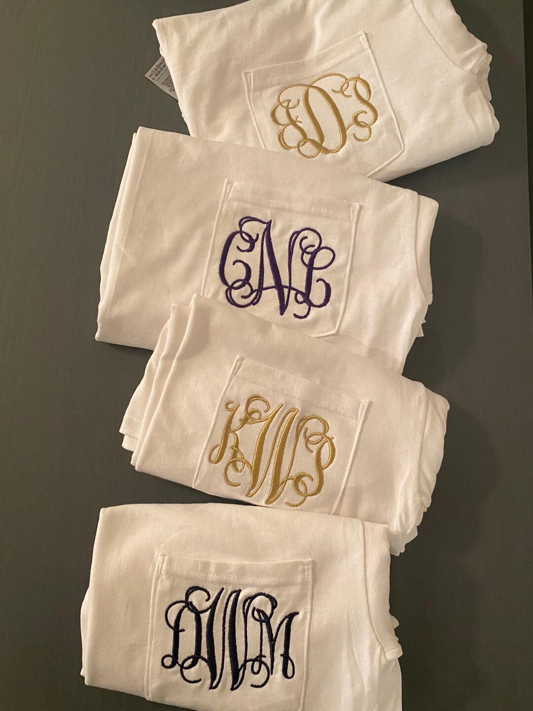 Monogrammed Pocket T-shirt: Personalized Embroidered Initials - Etsy