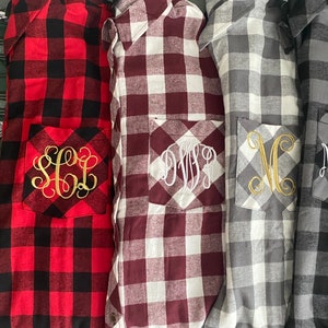 Monogrammed Flannel Shirt - Custom Flannel Shirt - Personalized Flannel ...