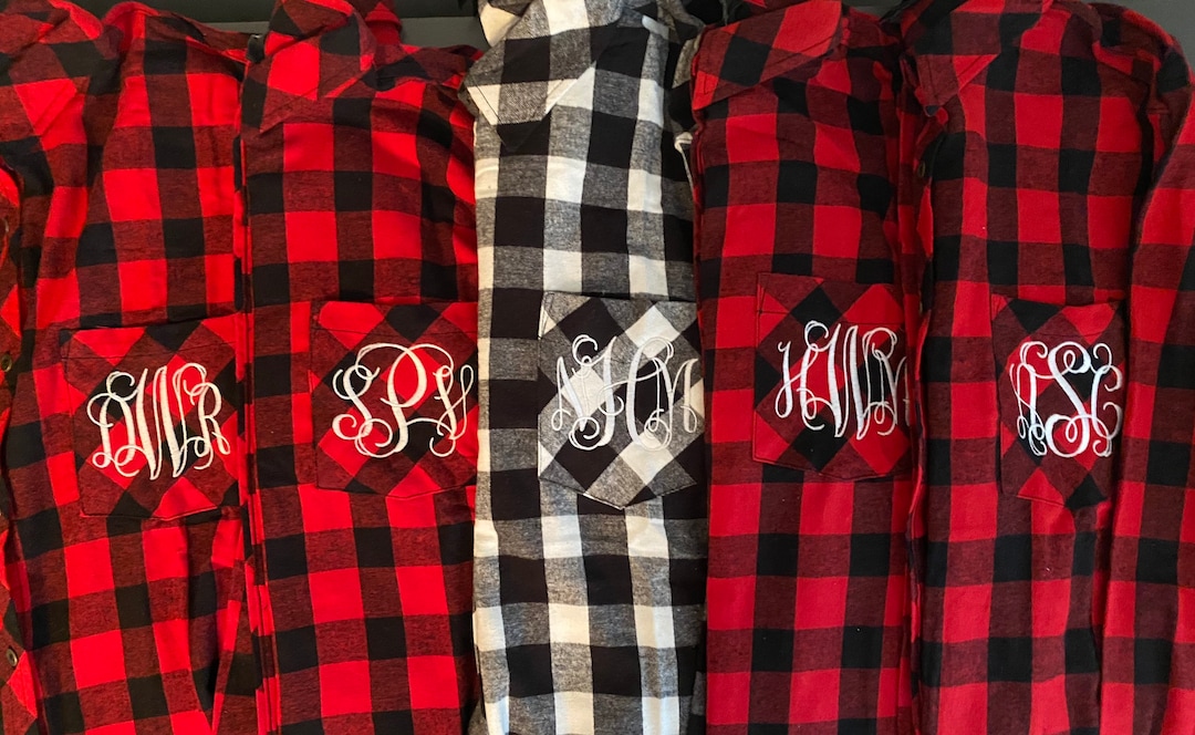 Monogrammed Flannel Shirt - Custom Flannel Shirt - Personalized Flannel ...
