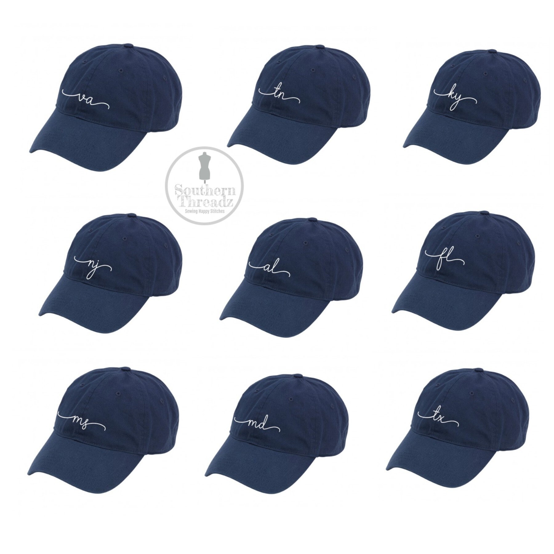 Monogrammed Stare Hats State Pride Hats State Abbreviation - Etsy