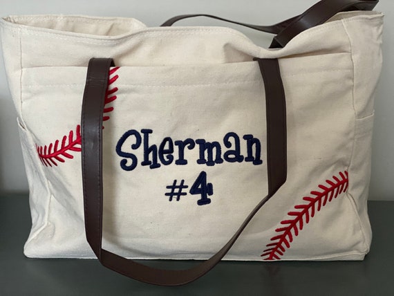 Monogrammed Baseball Tote Bag Monogrammed Baseball Bag | Etsy