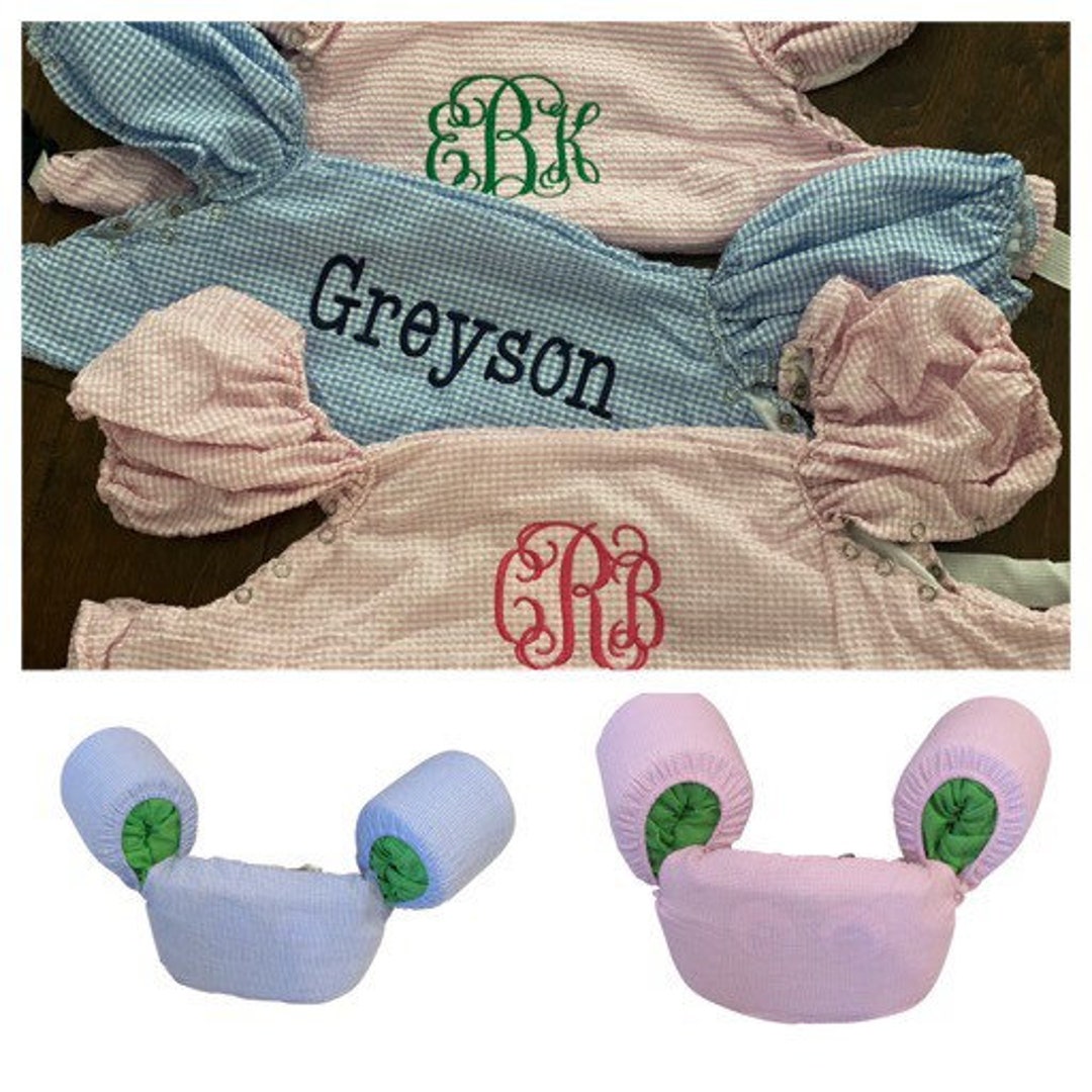 Personalized Puddle Jumper Cover, Monogrammed Seersucker Puddle Jumper ...