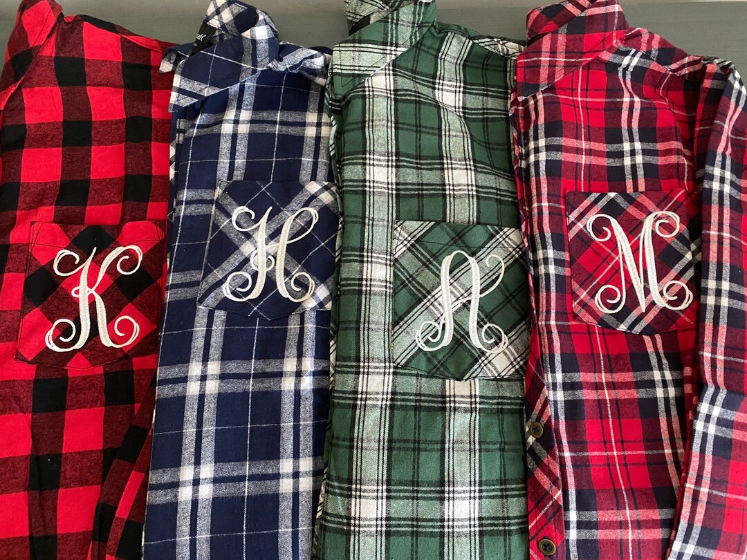 Monogrammed Flannel Shirt - Custom Flannel Shirt - Personalized Flannel ...