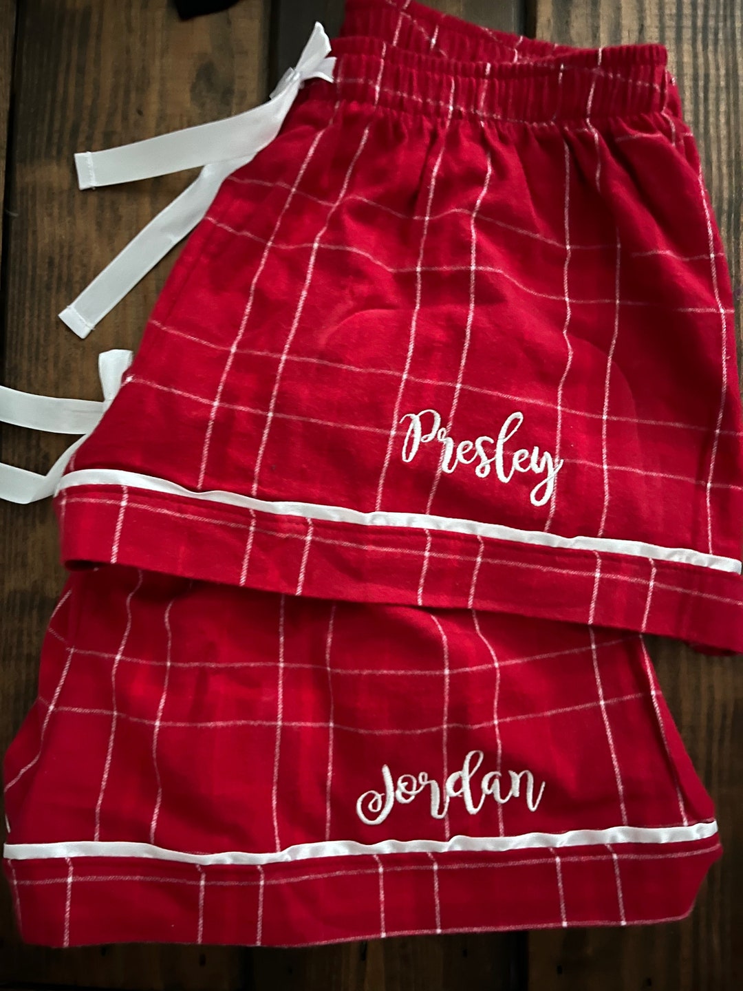 Monogrammed Plaid Pajama Shorts Monogram Pajama Shorts Personalized ...