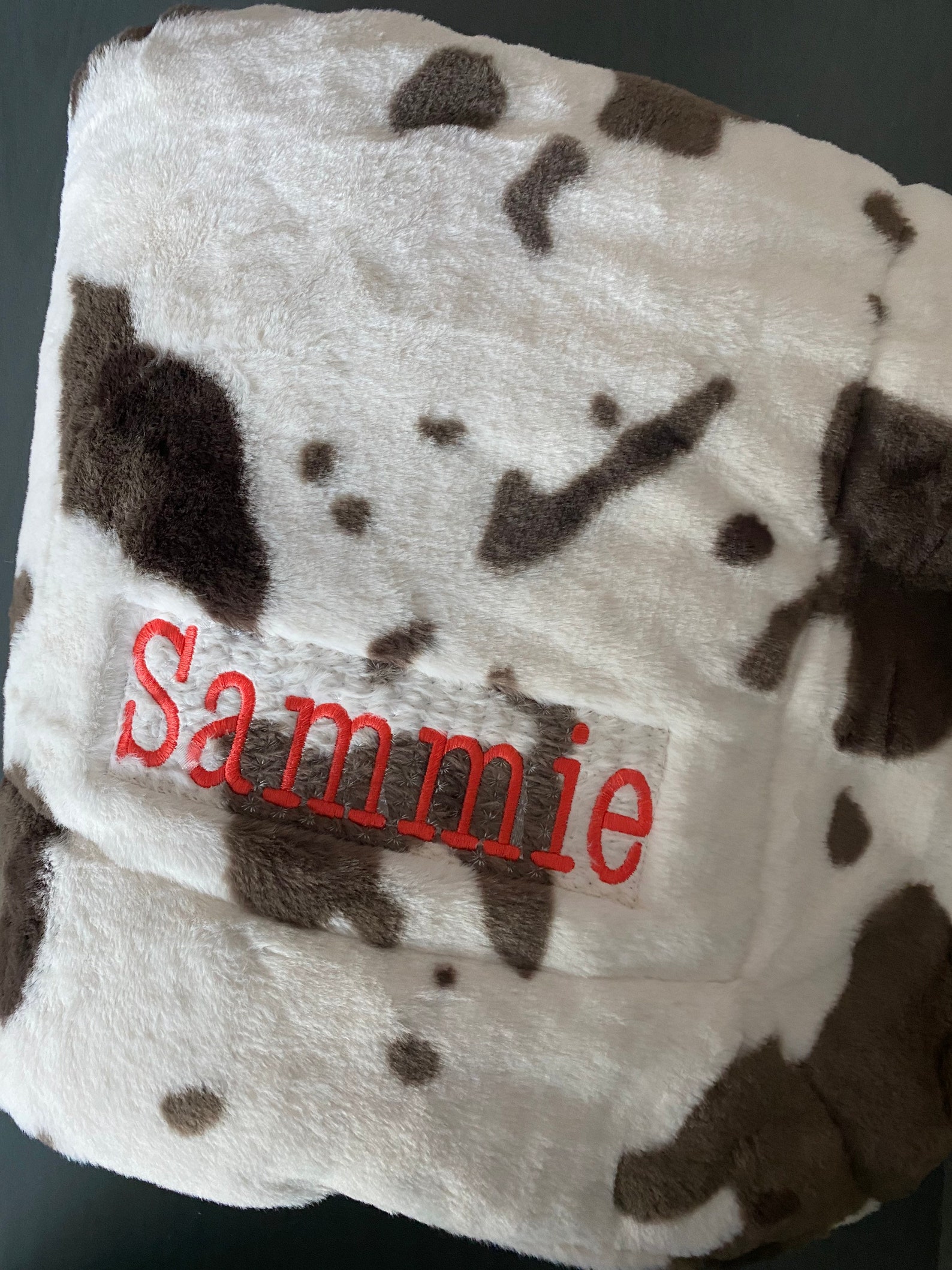 Personalized Cow Print Throw Blanket/ Monogram Cow Blanket / - Etsy