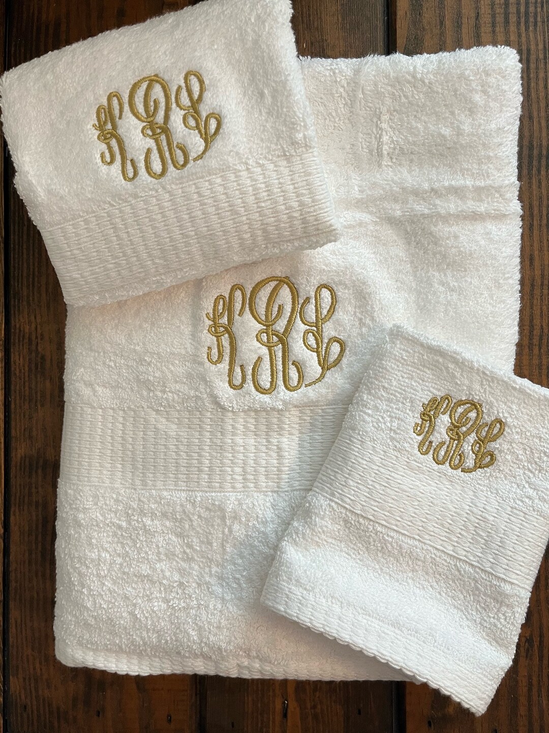 Monogrammed Bath Towel Set,monogram 3 Piece Towel Set, Monogram Towel ...