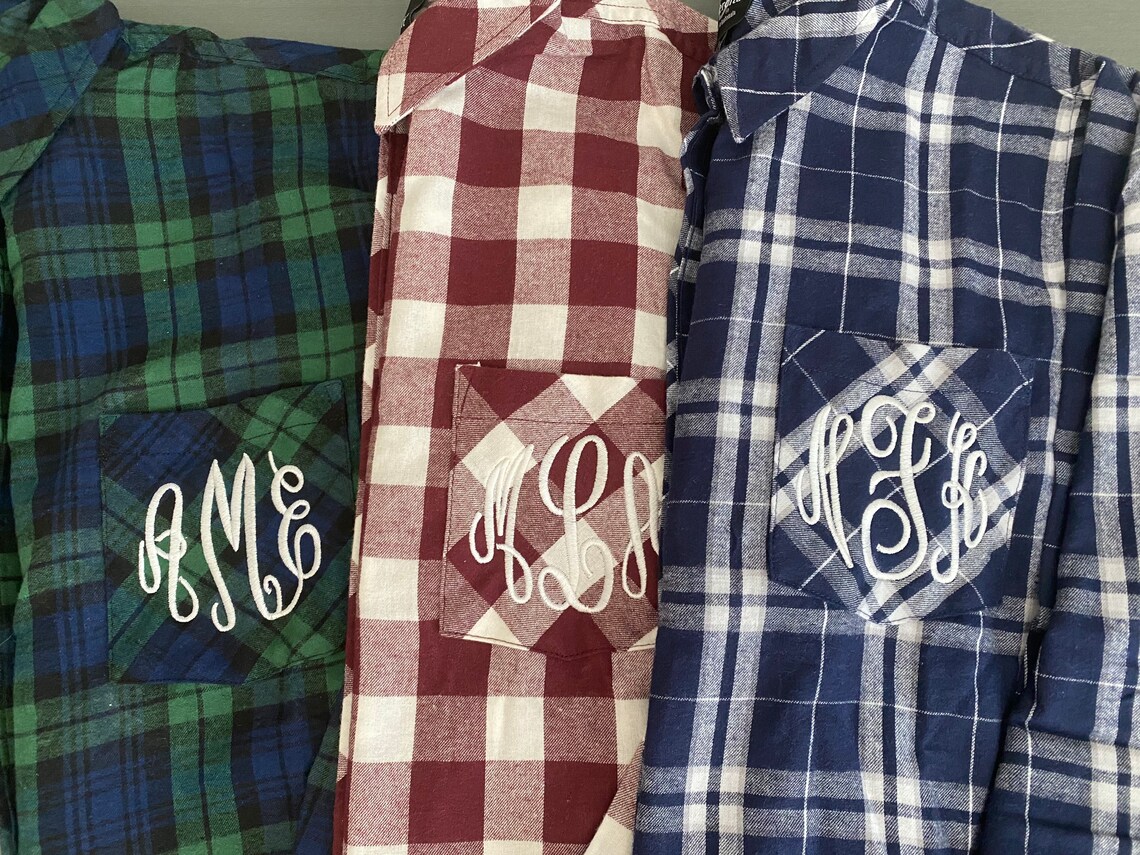 Monogrammed Flannel Shirt Custom Flannel Shirt | Etsy
