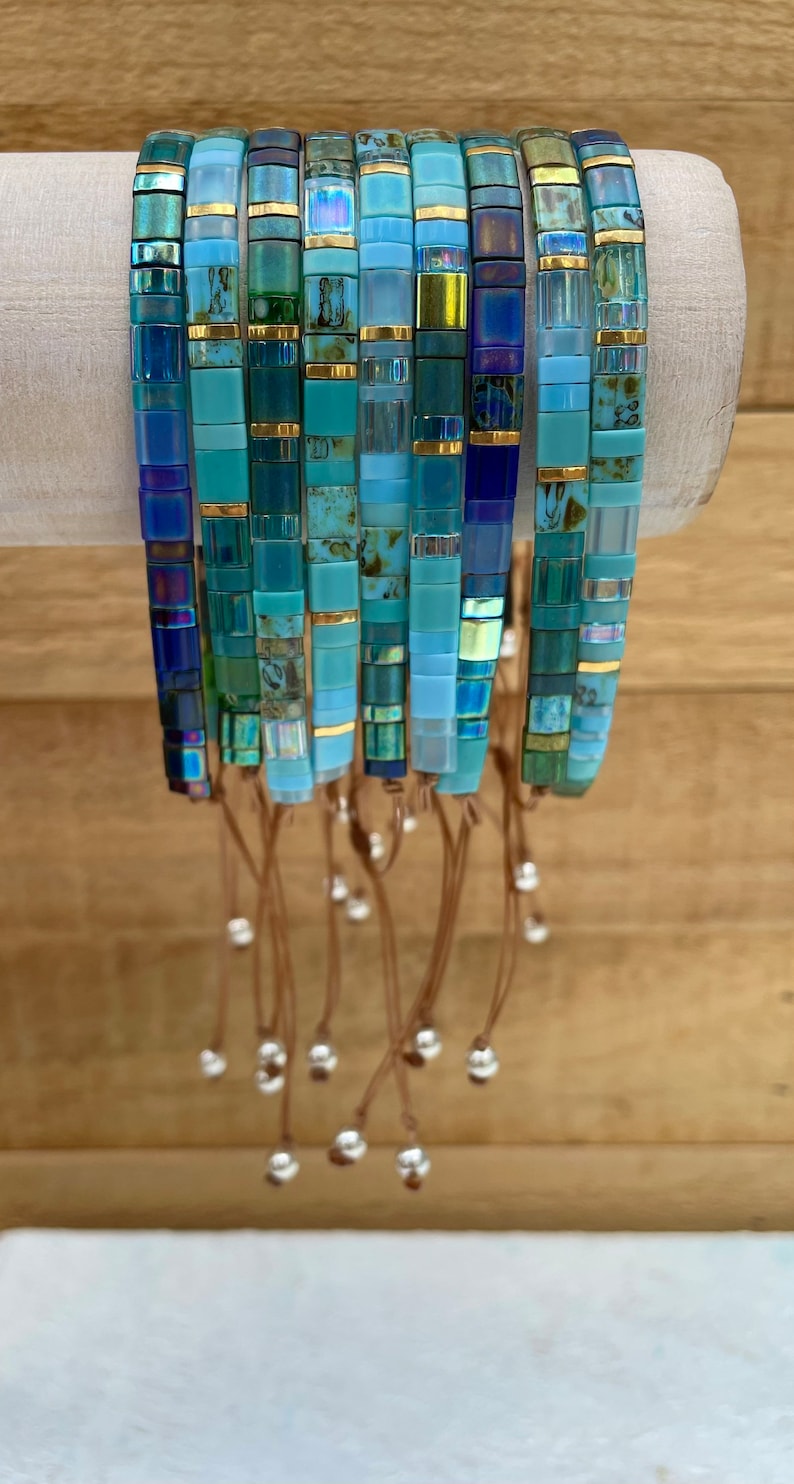 Blue TILA BRACELET! Adjustable Tile Beaded Friendship Bracelet ...
