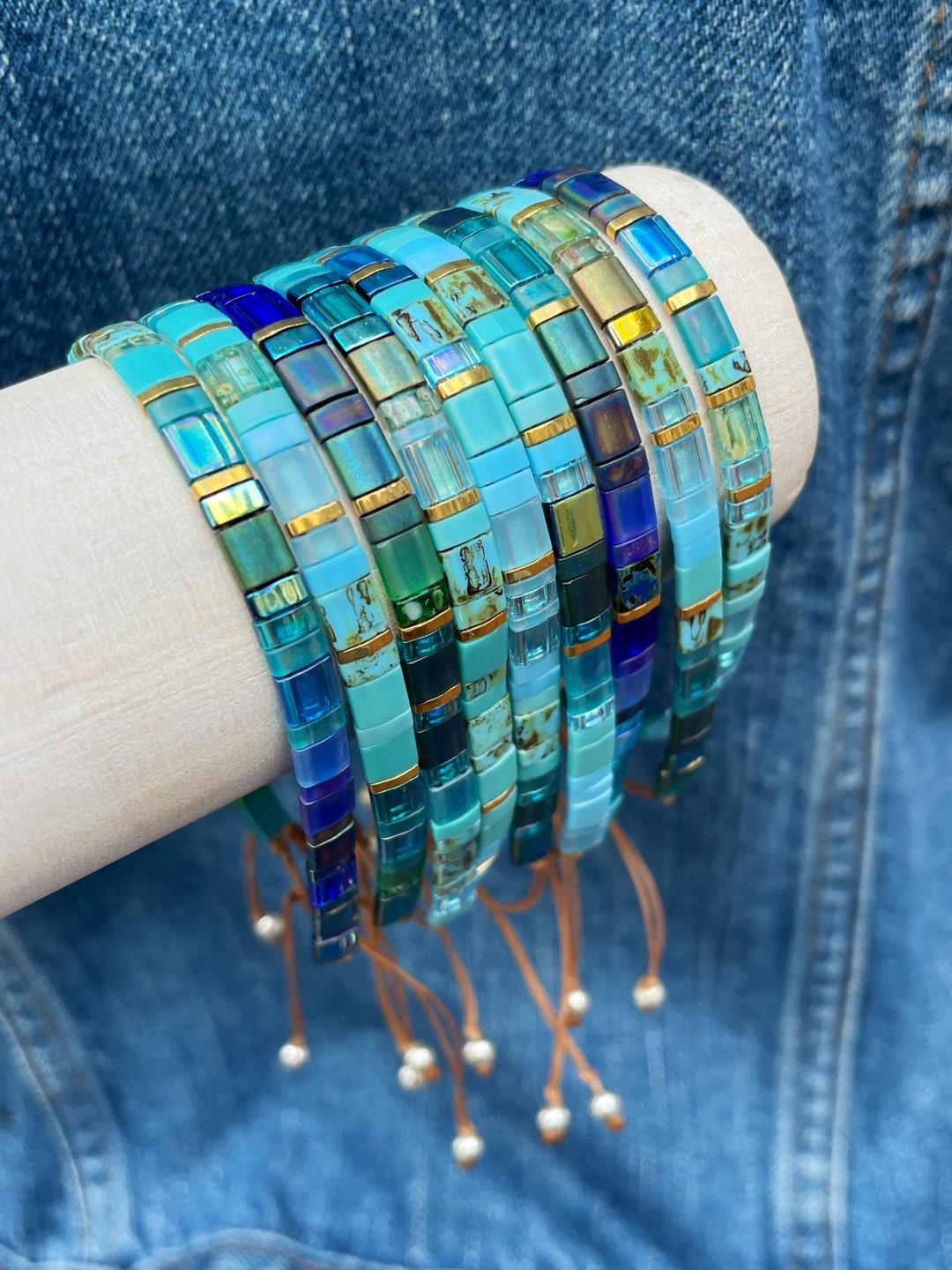 Blue TILA BRACELET! Adjustable Tile Beaded Friendship Bracelet ...