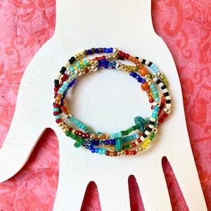 Colorful Beaded Bracelet •multicolor FUN Seed Bead Bracelet • Stackable ...