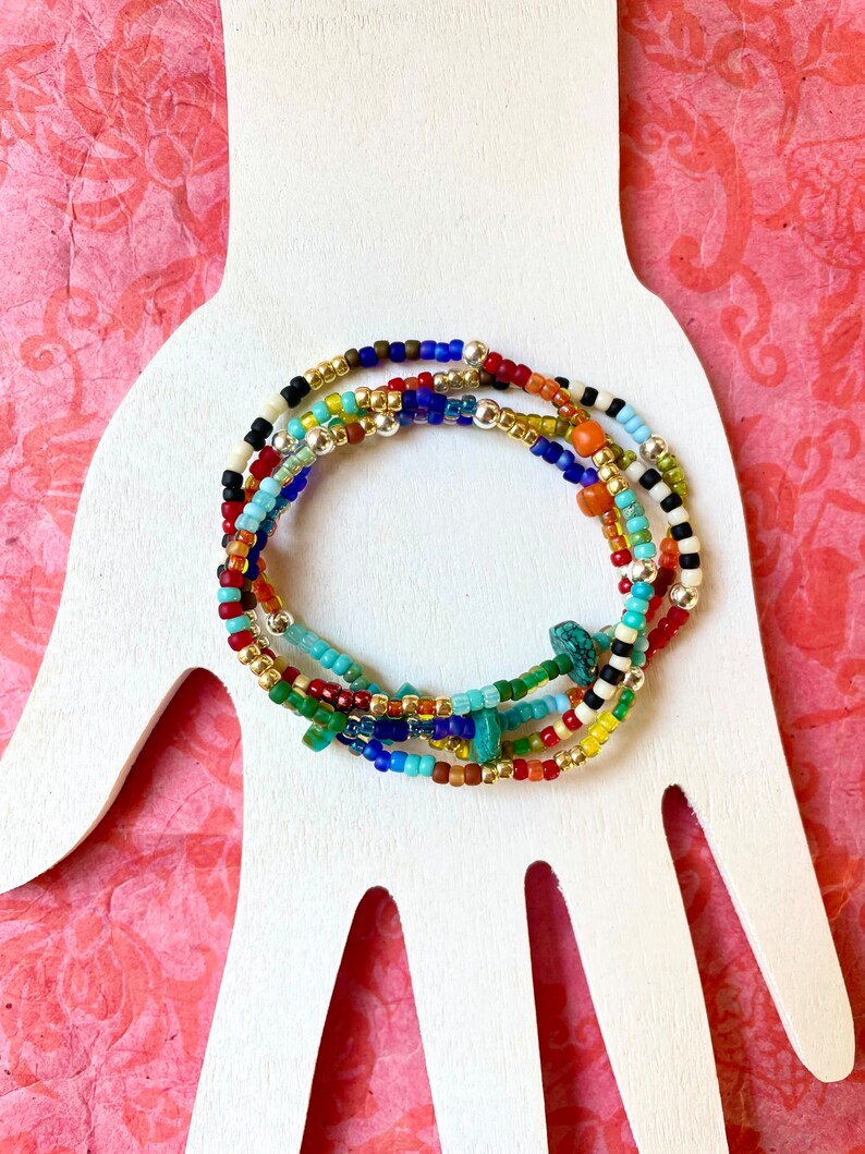 Colorful Beaded Bracelet •multicolor FUN Seed Bead Bracelet • Stackable ...