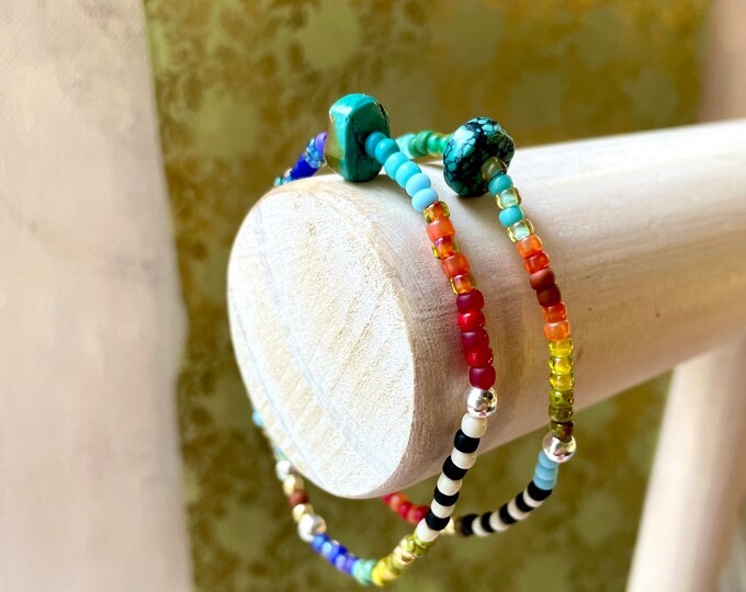 Colorful Beaded Bracelet •multicolor FUN Seed Bead Bracelet • Stackable ...