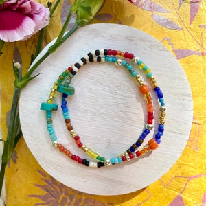Colorful Beaded Bracelet •multicolor FUN Seed Bead Bracelet • Stackable ...
