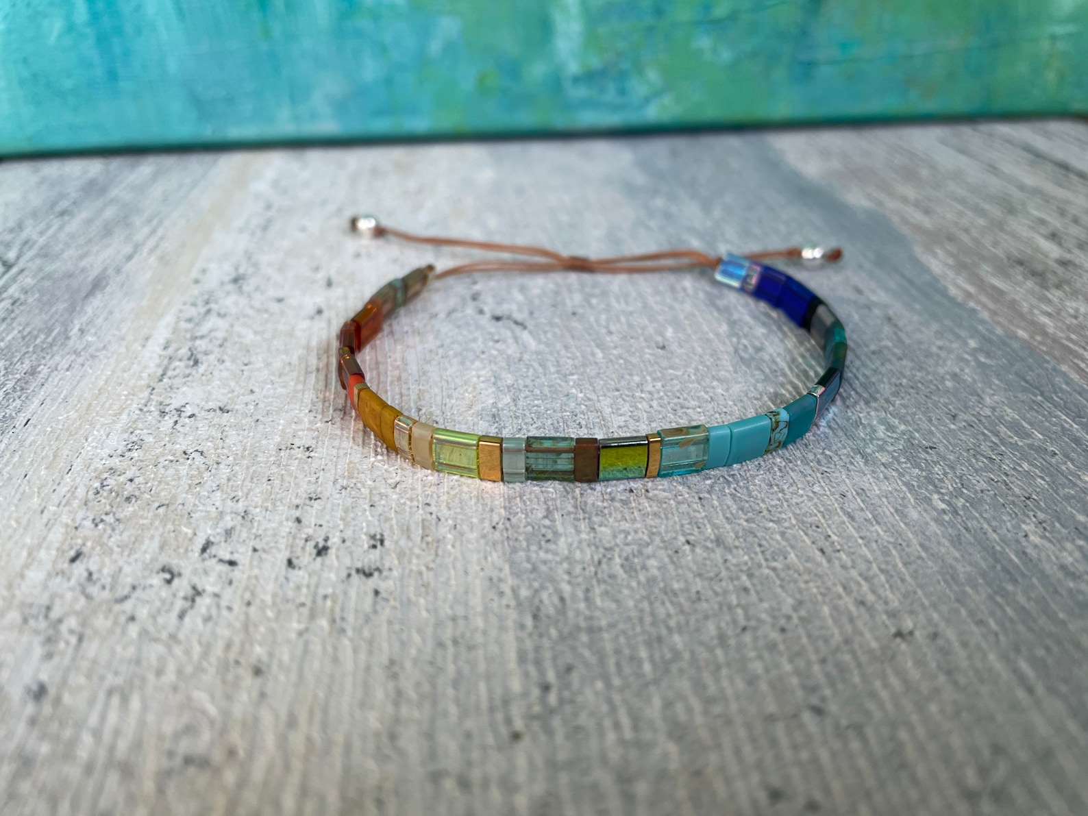 Colorful Glass Tile Bead Bracelet • Adjustable Tila Friendship Wrap ...