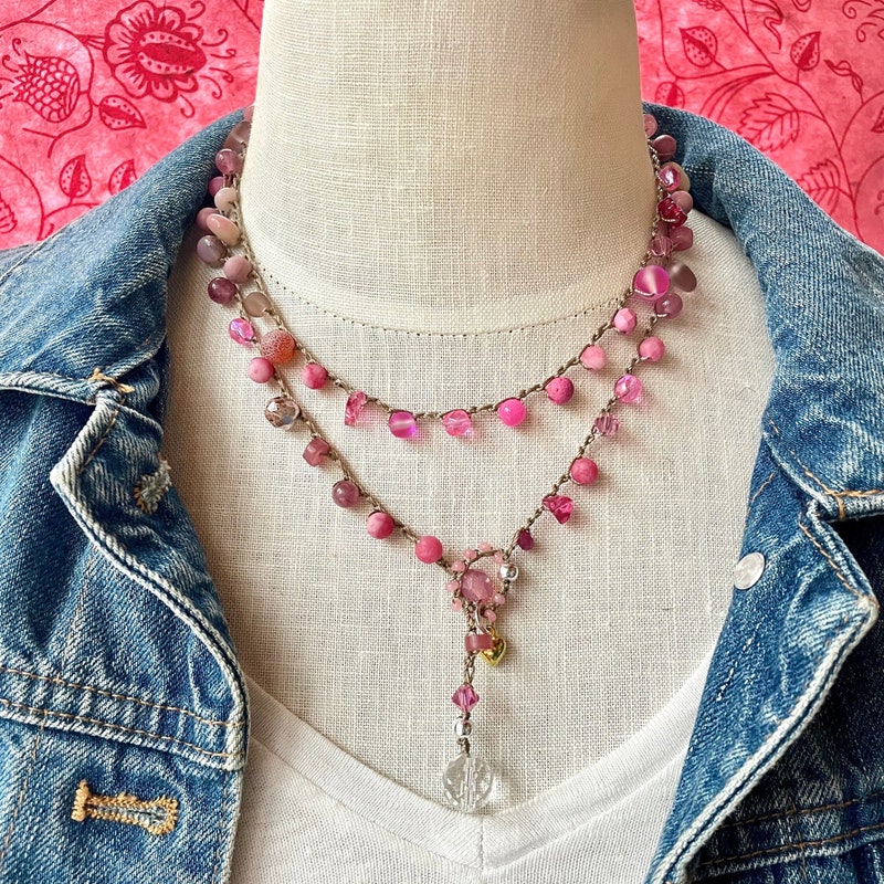Bright Pink Necklace - Etsy
