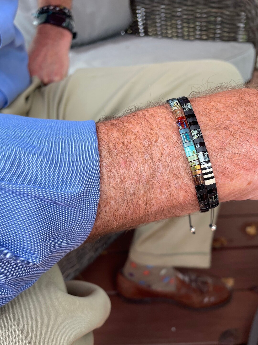 Bracelets for Men • Boho Modern Style • Handmade Black Beaded Bracelet ...