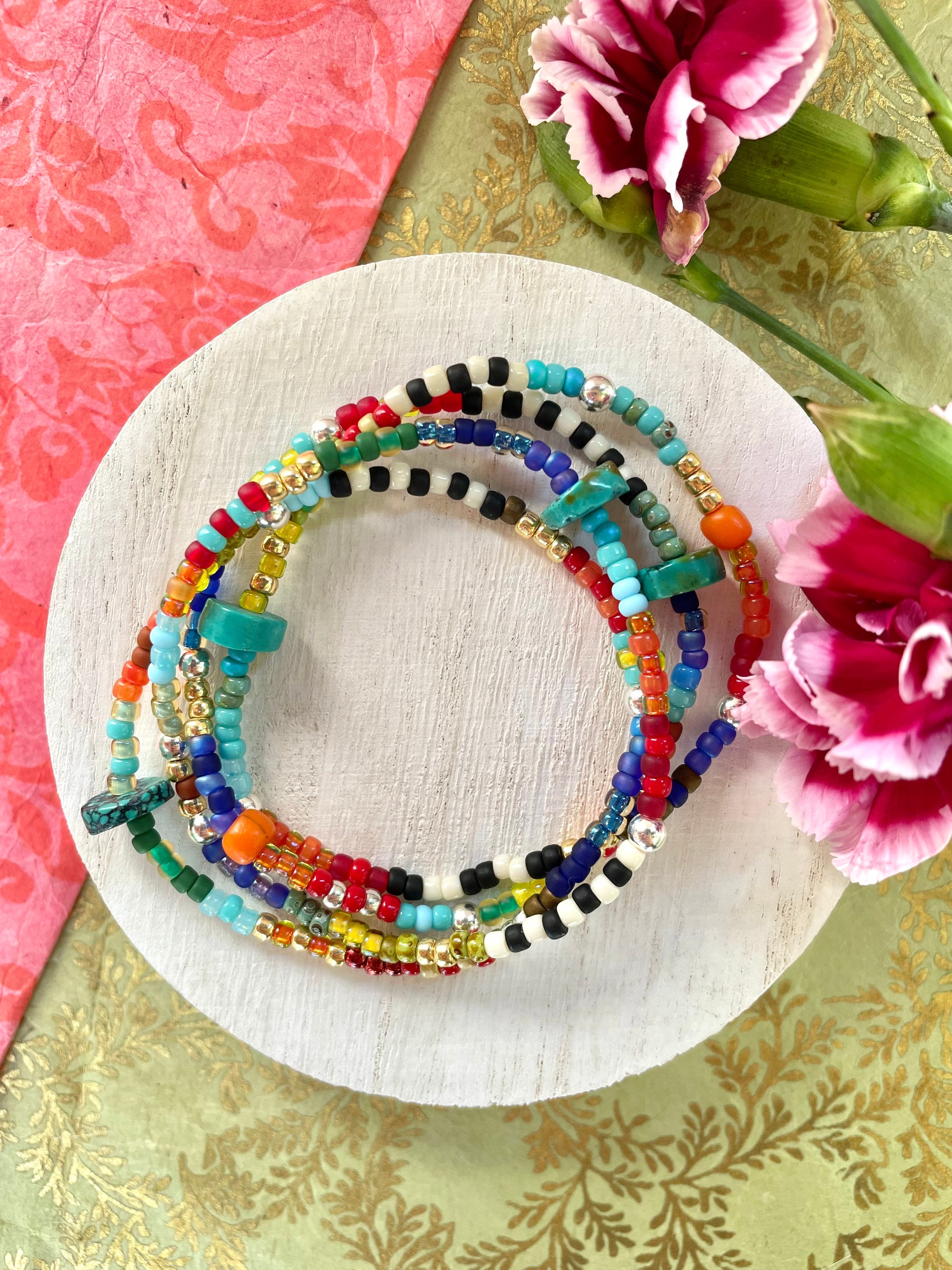 Colorful Beaded Bracelet •multicolor FUN Seed Bead Bracelet • Stackable ...