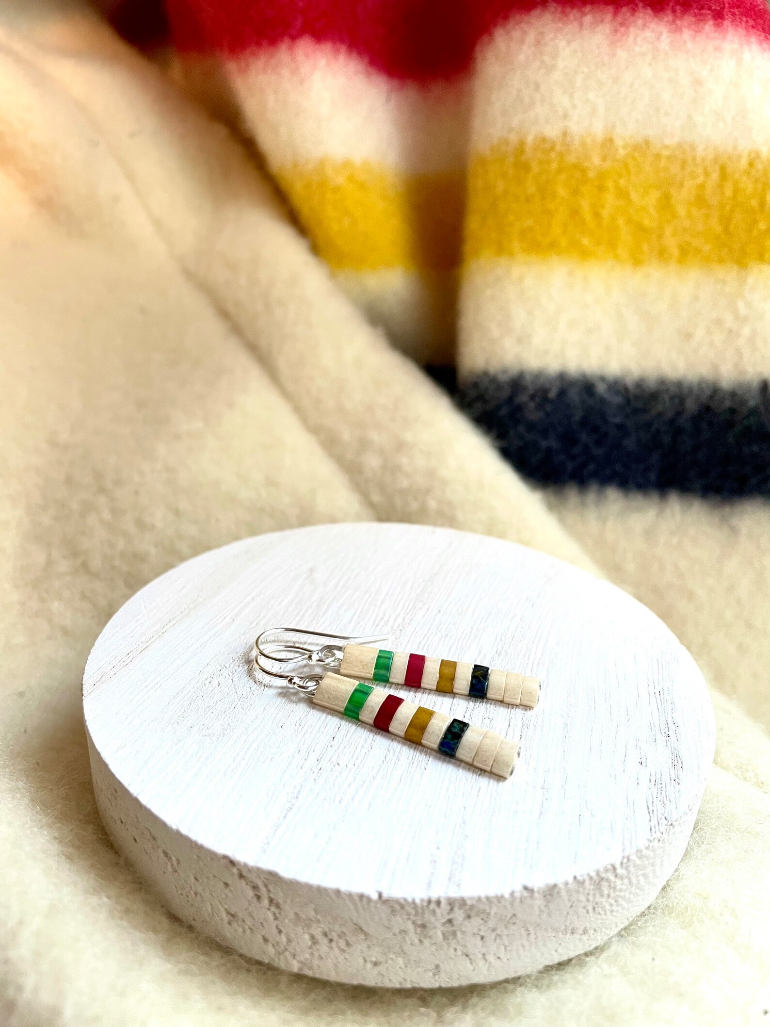 Retro Colorblock Hudson Bay Earrings • Nostalgic Short Dangle Earrings ...