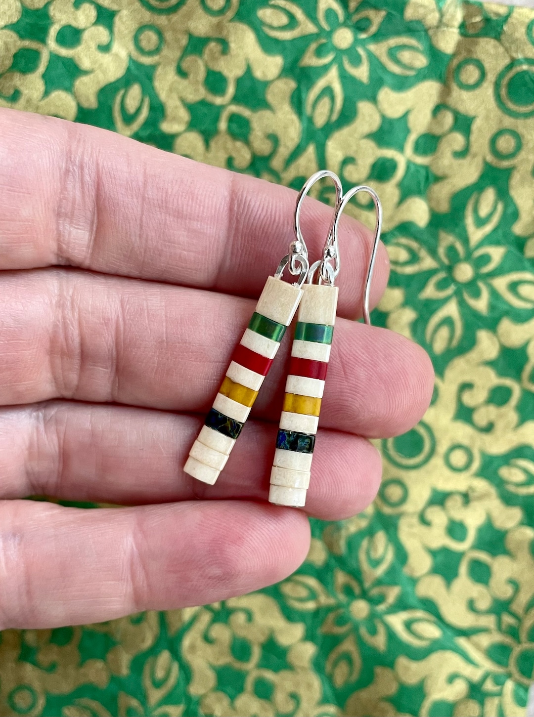 Retro Colorblock Hudson Bay Earrings • Nostalgic Short Dangle Earrings ...