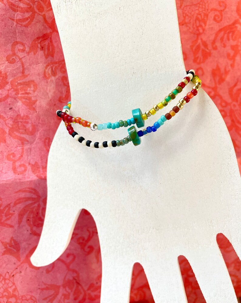 Colorful Beaded Bracelet •multicolor FUN Seed Bead Bracelet • Stackable ...