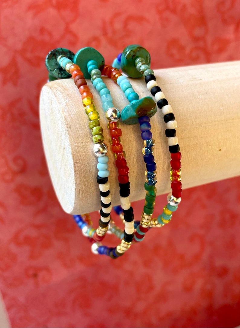 Colorful Beaded Bracelet •multicolor FUN Seed Bead Bracelet • Stackable ...