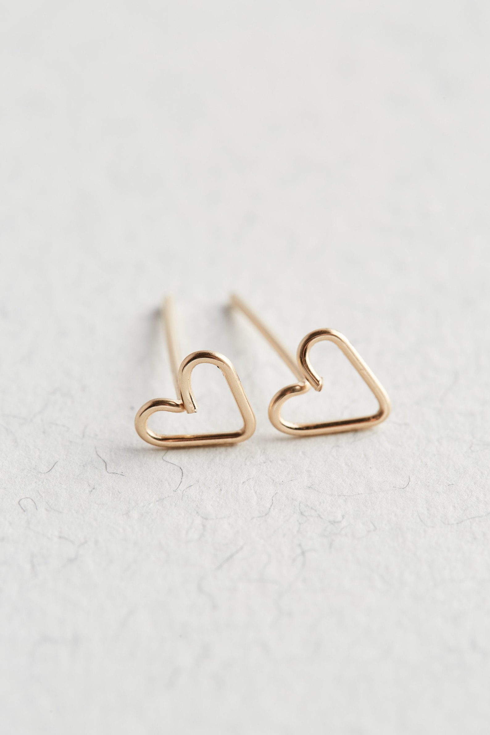 14k Gold Heart Earrings Gold Stud Earrings Gold Heart - Etsy
