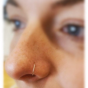 14K Gold Nose Ring, Gold Nose Ring, Nose Ring, Nose Hoop, Gold Nose ...