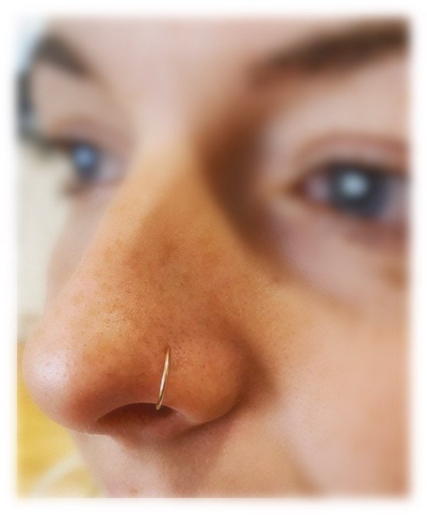 14K Gold Nose Ring, Gold Nose Ring, Nose Ring, Nose Hoop, Gold Nose ...