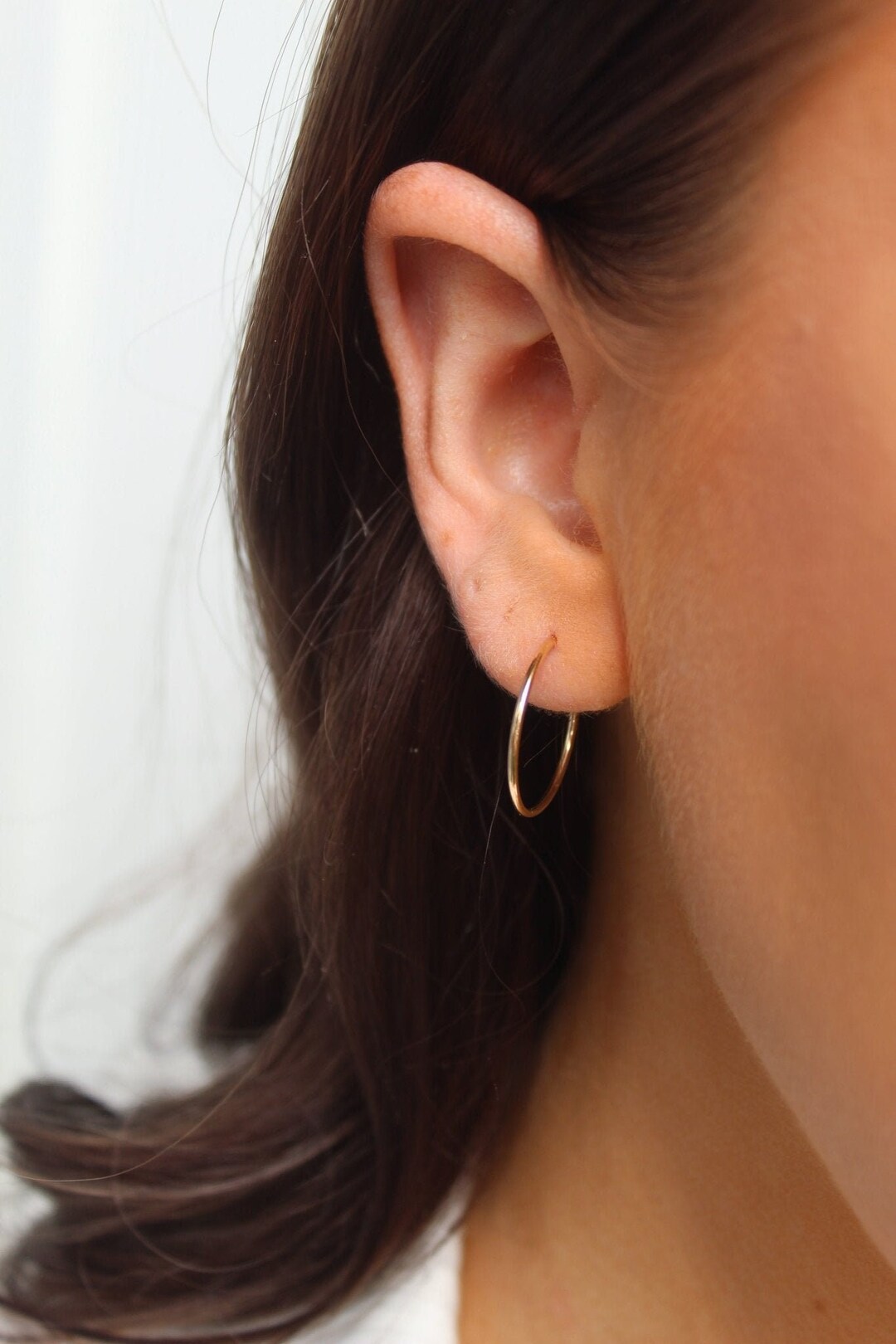 14K Solid Gold Hoops, Classic Gold Hoop Earrings, Minimal Everyday ...