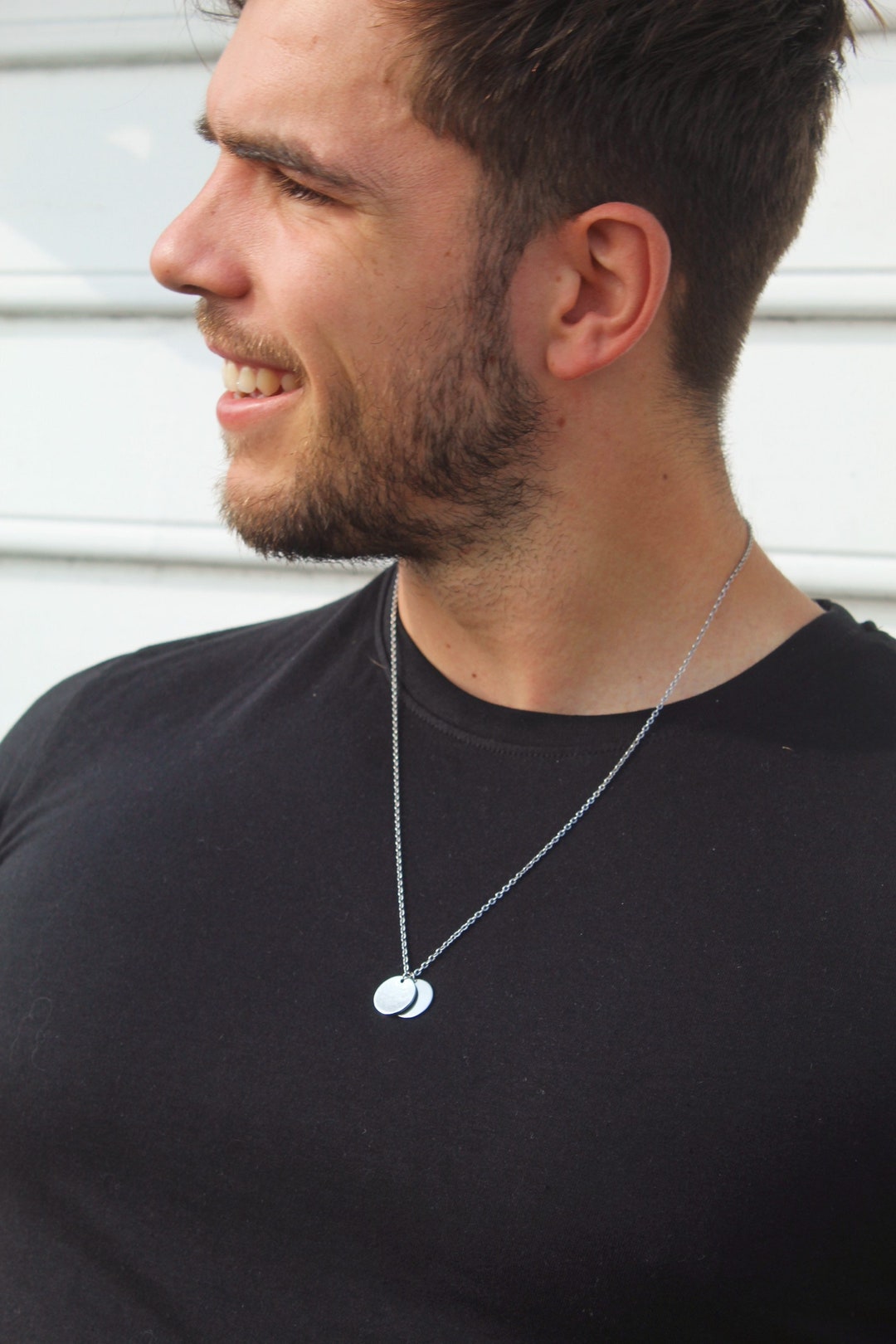 Minimalist Silver Coin Pendant Necklace for Men, Men's Chain Necklace ...