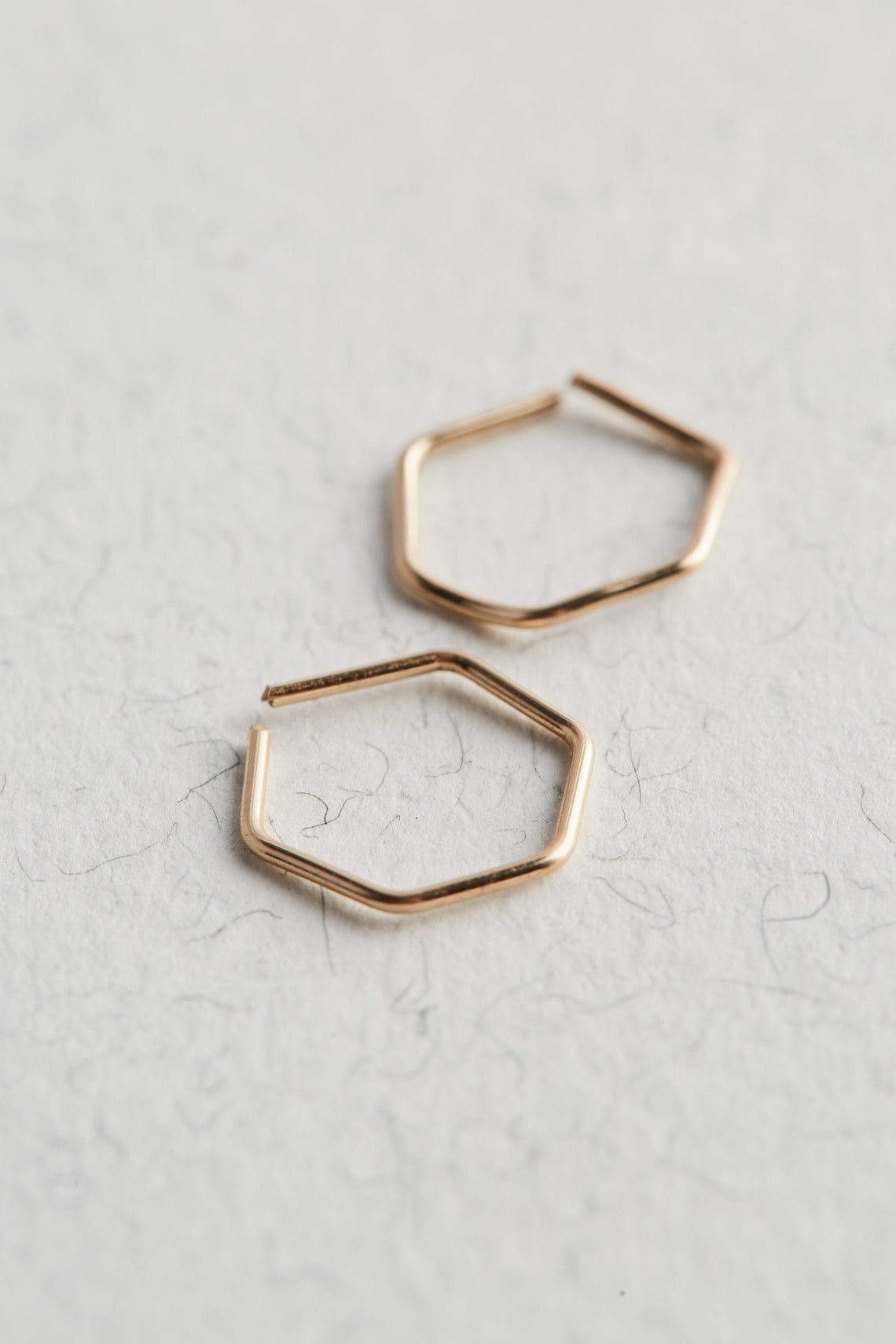 14K Gold Hexagon Hoops Hexagon Hoop Earrings Gold Hoop - Etsy UK