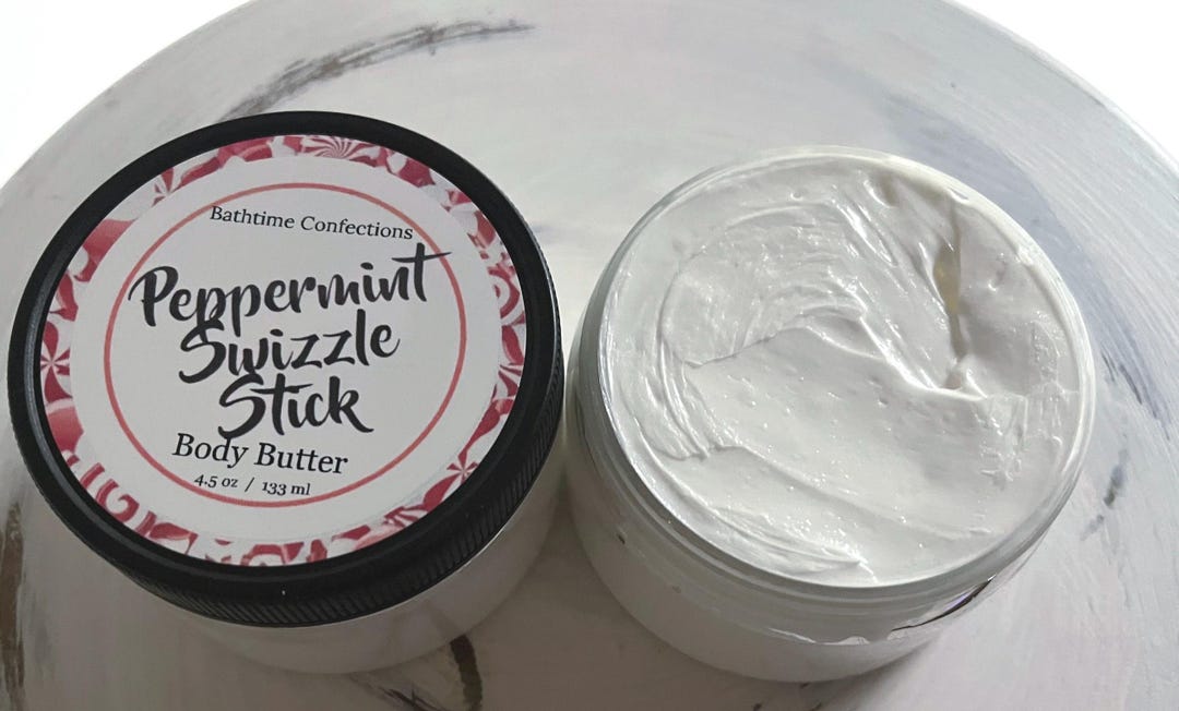 Peppermint Swizzle Stick Body Butter, Whipped Body Cream, Thick Lotion ...