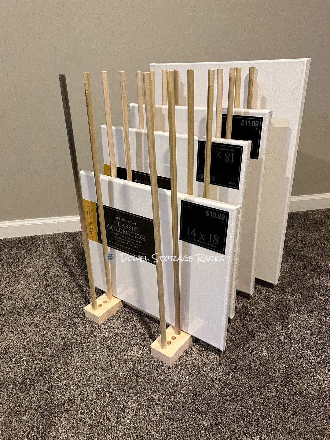 Adjustable Art Storage Rack - 24” Long X 11” Wide With 24” Tall Dowels ...