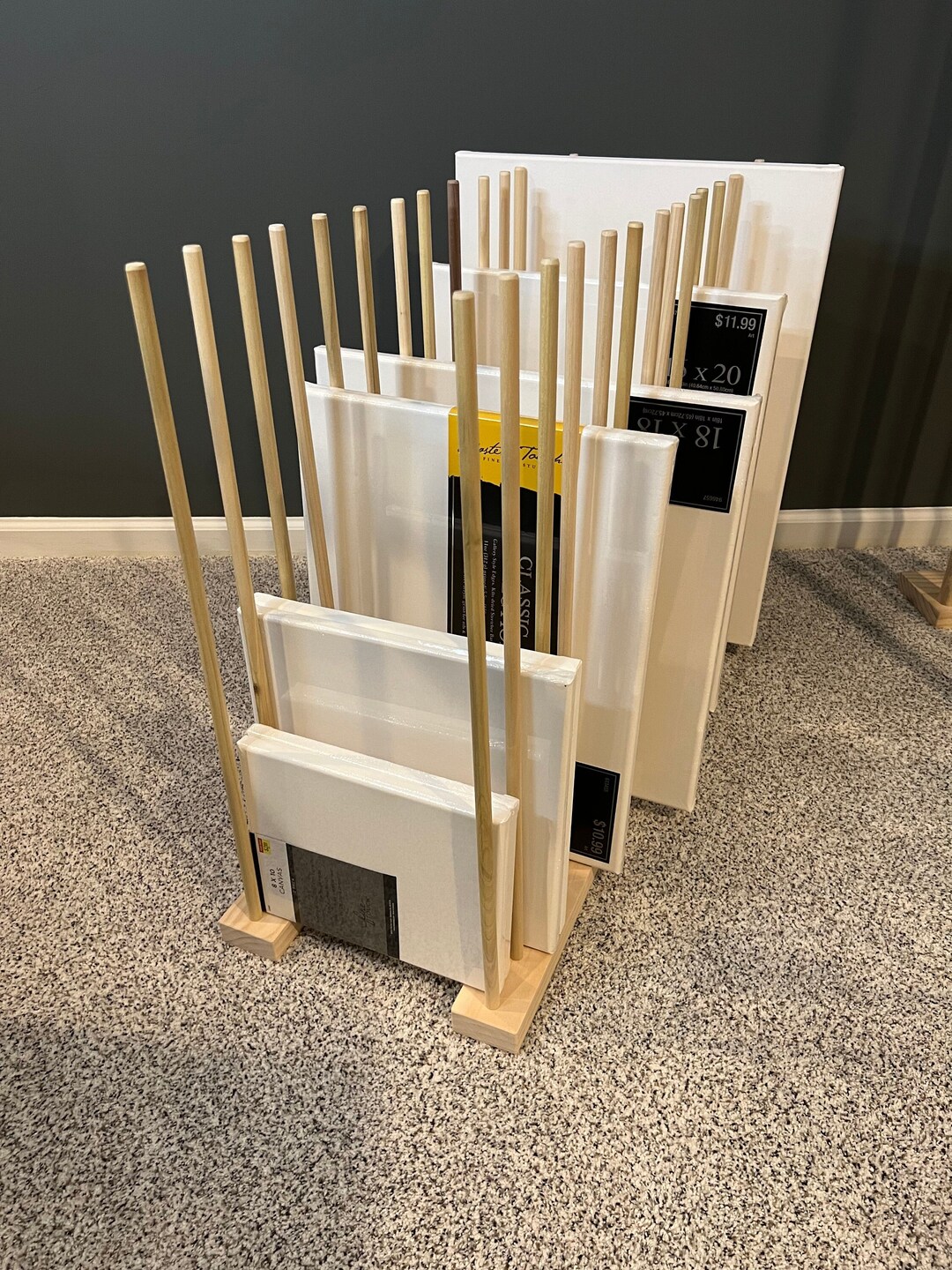 Art Storage Rack - 36” Long X 11” Wide With 24” Tall Dowels- for Framed ...