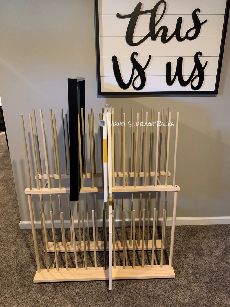 Two Tier Wheeled Art Storage Rack With 18” Tall Dowels - 36” Long ...
