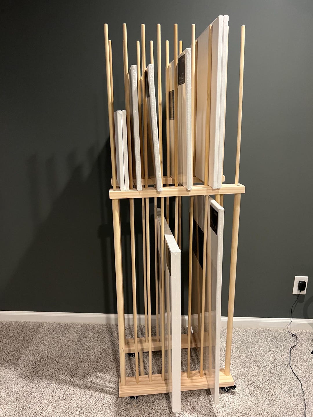 Two Tier Art Storage Cart With Swivel Caster Wheels - 24" Long - Holds ...