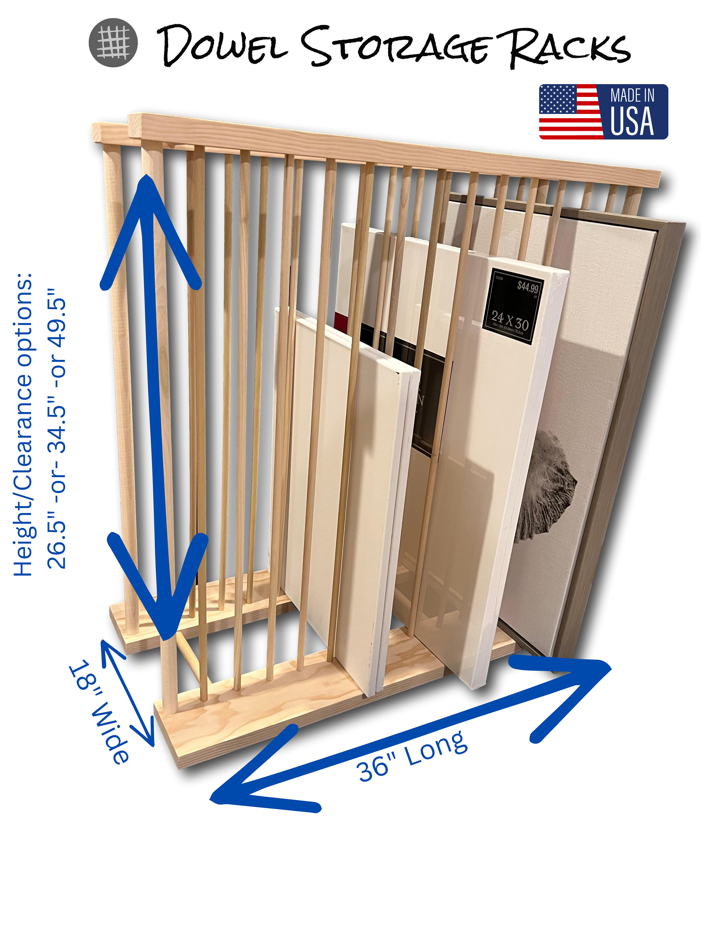 Enclosed Art Storage Rack / Art Storage Cart - 36” Long Version - New ...
