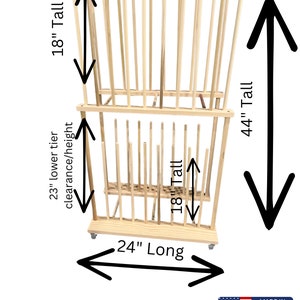 Two Tier Wheeled Art Storage Rack With 18” Tall Dowels - 24” Long ...