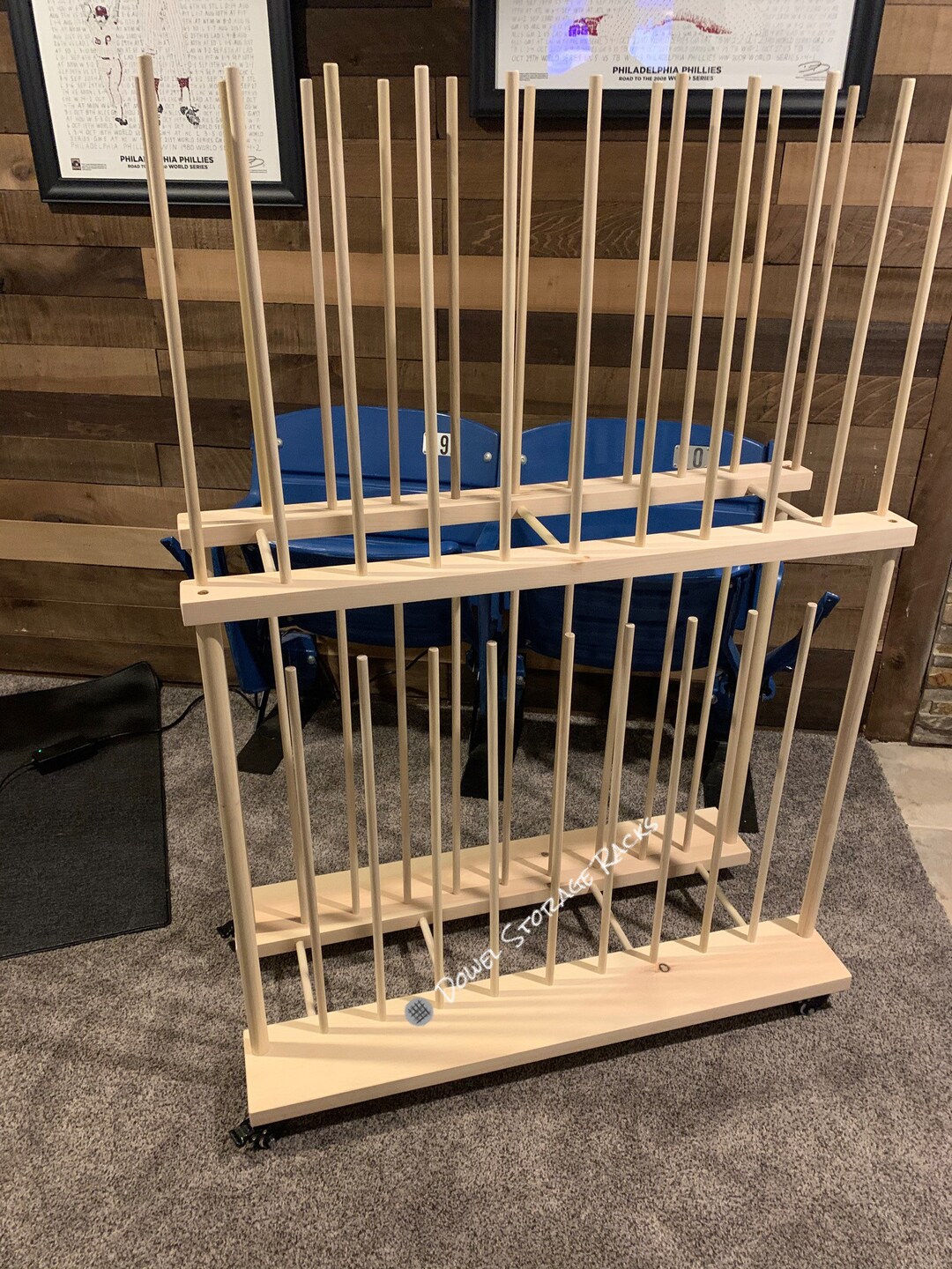 Two Tier Art Storage Rack With Swivel Caster Wheels- for Framed Art ...