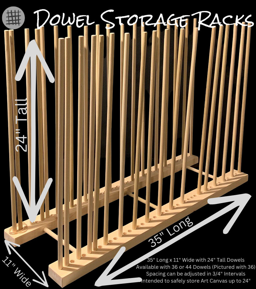 Adjustable Art Storage Rack - 35” Long X 11” Wide With 24” Tall Dowels ...