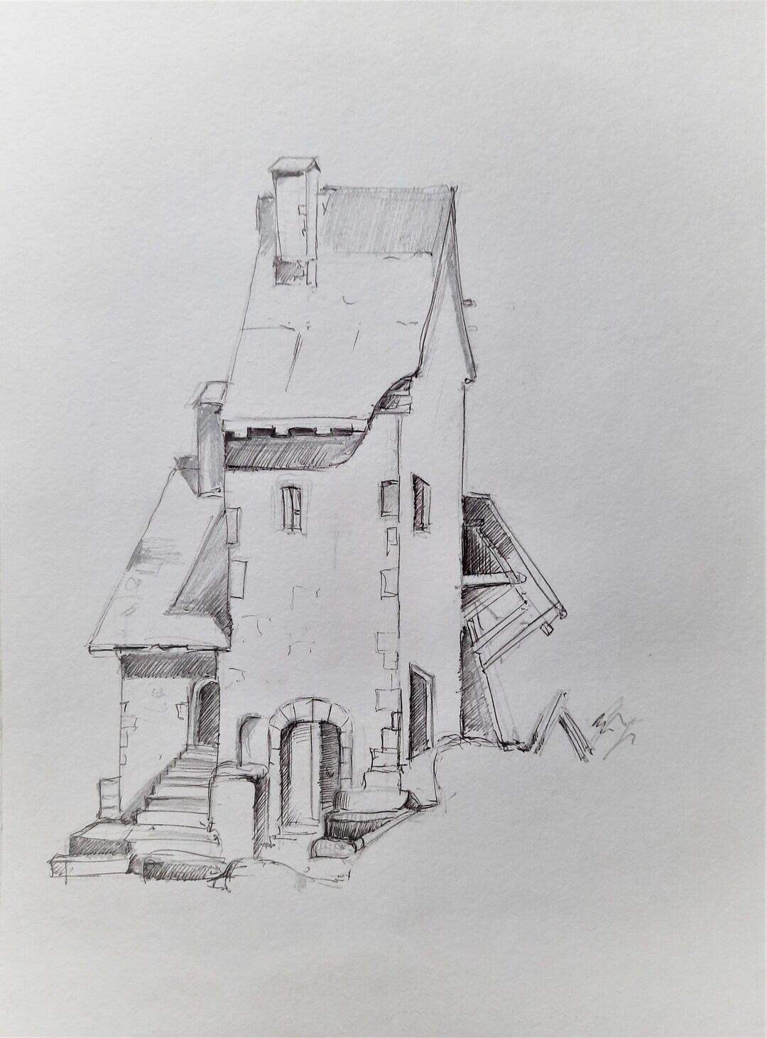 Pencil Drawing, Illustration, Handmade White Ink Illustration Landscape ...