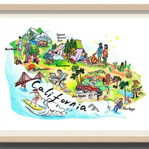California Dreams: A Map in Colors, California Fine Art Print, Designed ...