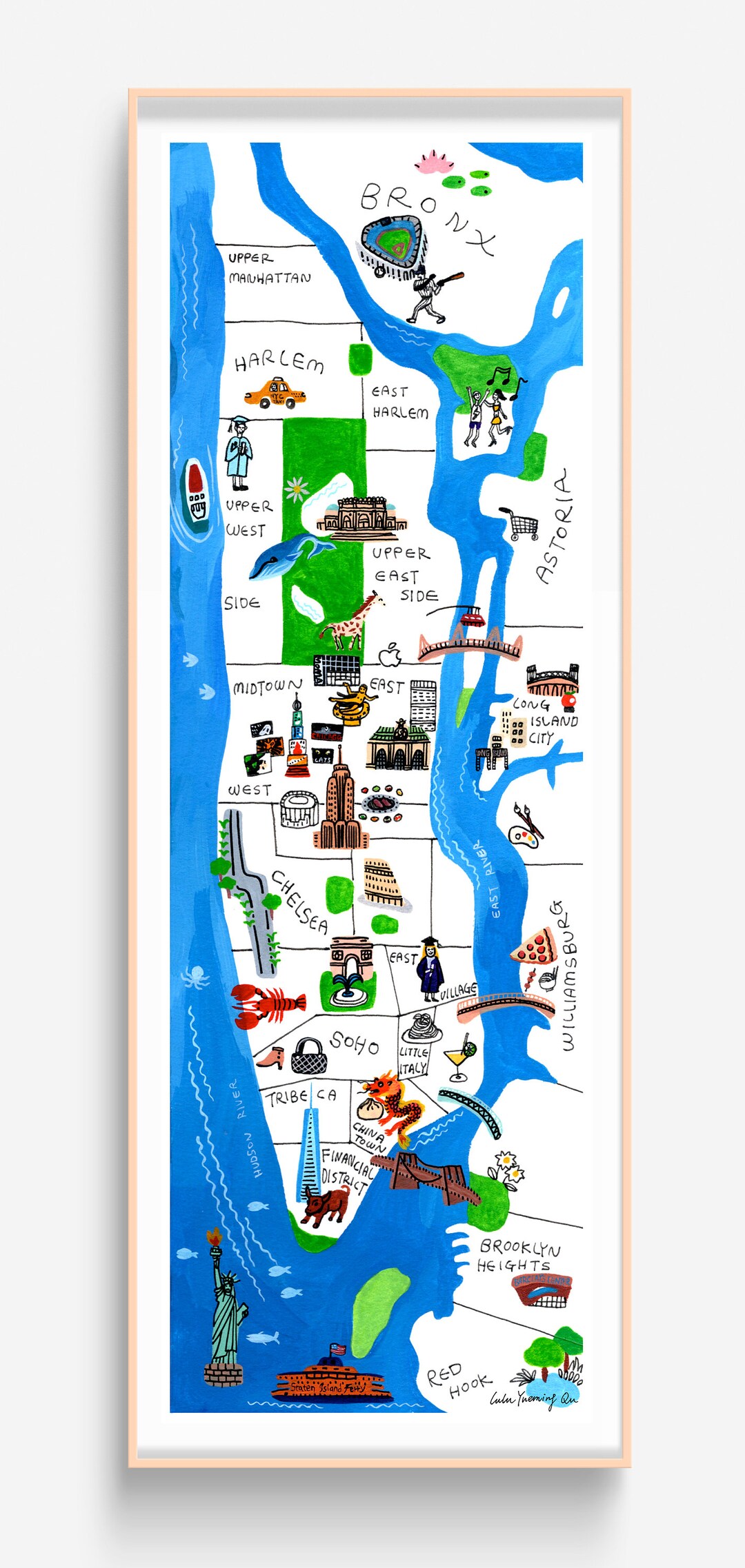 The Map of NYC, New York City Original Fine Art Print, Signed by Artist ...