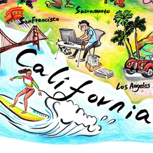 California Dreams: A Map in Colors, California Fine Art Print, Designed ...
