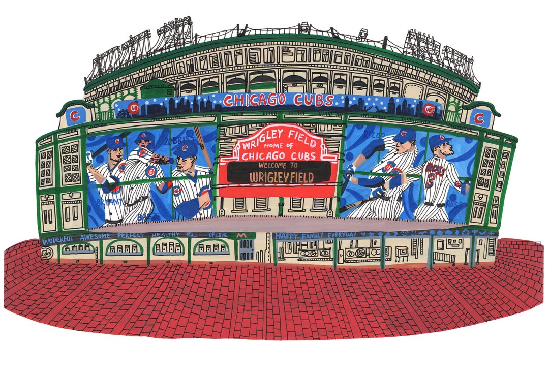 Chicago Cubs Wrigley Field Stadium, Customized Available, Original Fine ...