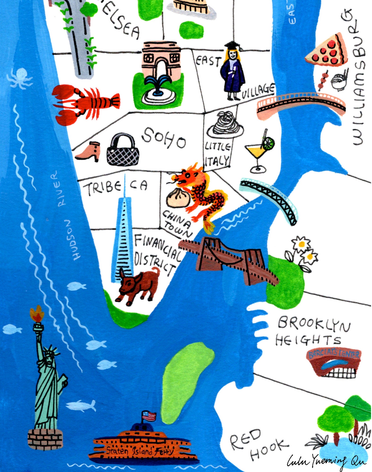 The Map of NYC, New York City Original Fine Art Print, Signed by Artist ...