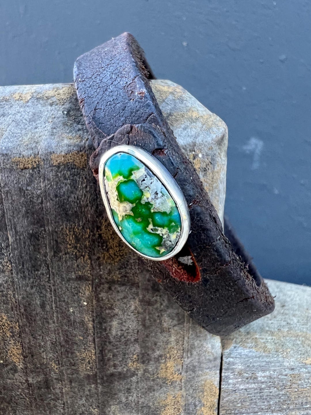 Sonoran Gold Turquoise Cabochon, Set in Handmade Sterling Silver Button ...