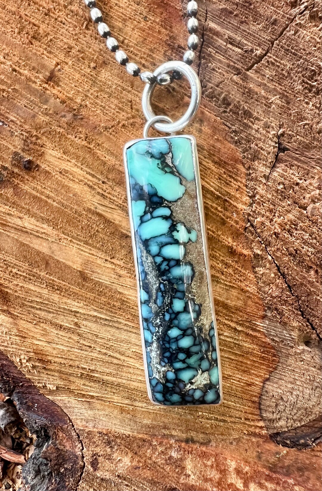 Angel Wing Variscite Bar Pendent, on a Schofer Germany Sterling Silver ...