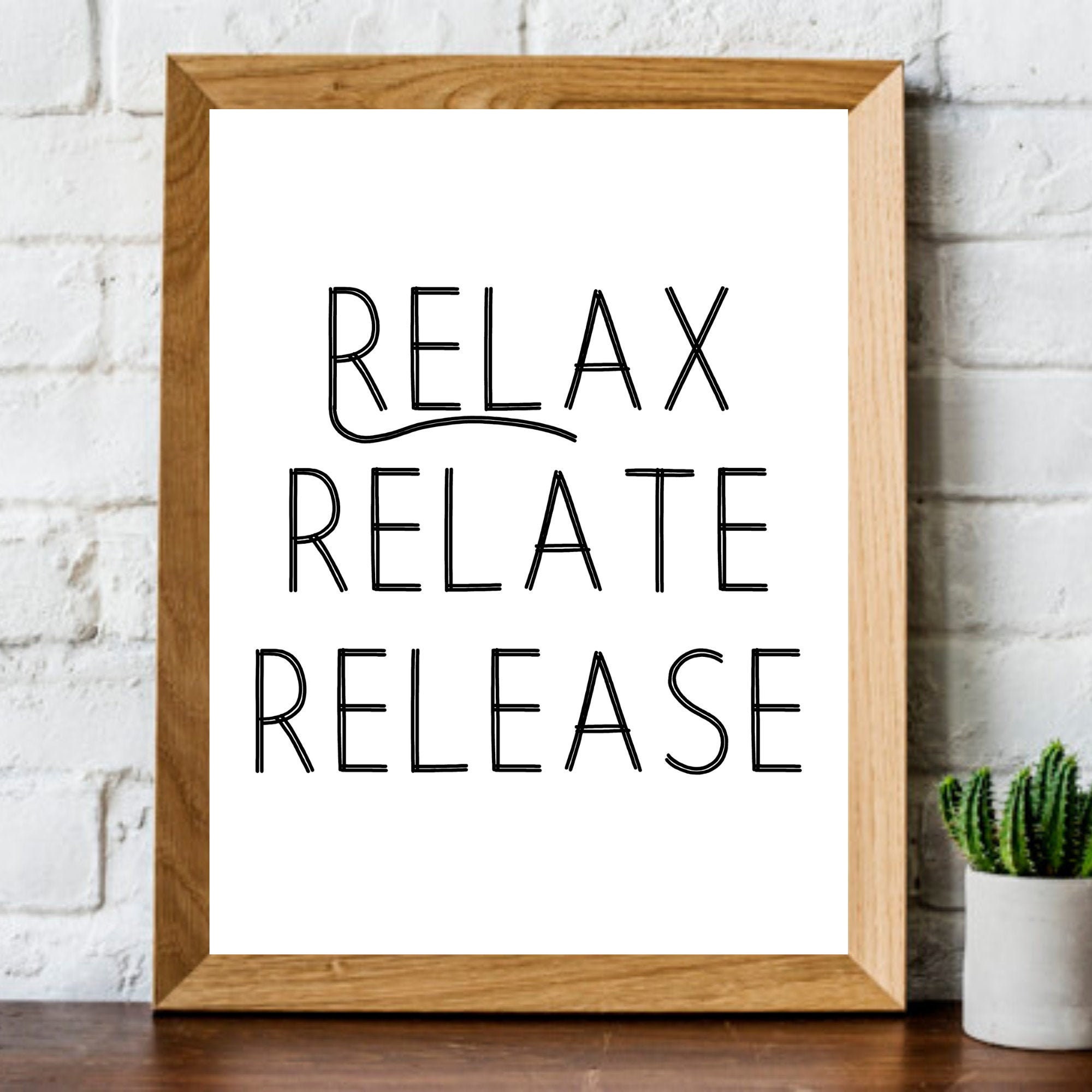 Relax Relate Release positive Affirmation Wall Décor Cute - Etsy