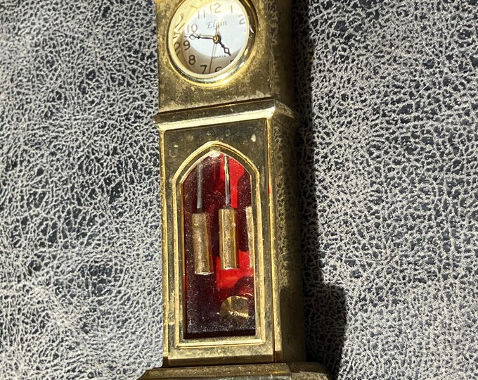 Elgin Grandfather Clock Brass Solid Heavy for Its Size Doll House ...